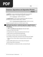 Appositives and Appositive Phrases - Worksheet | PDF | Language ...