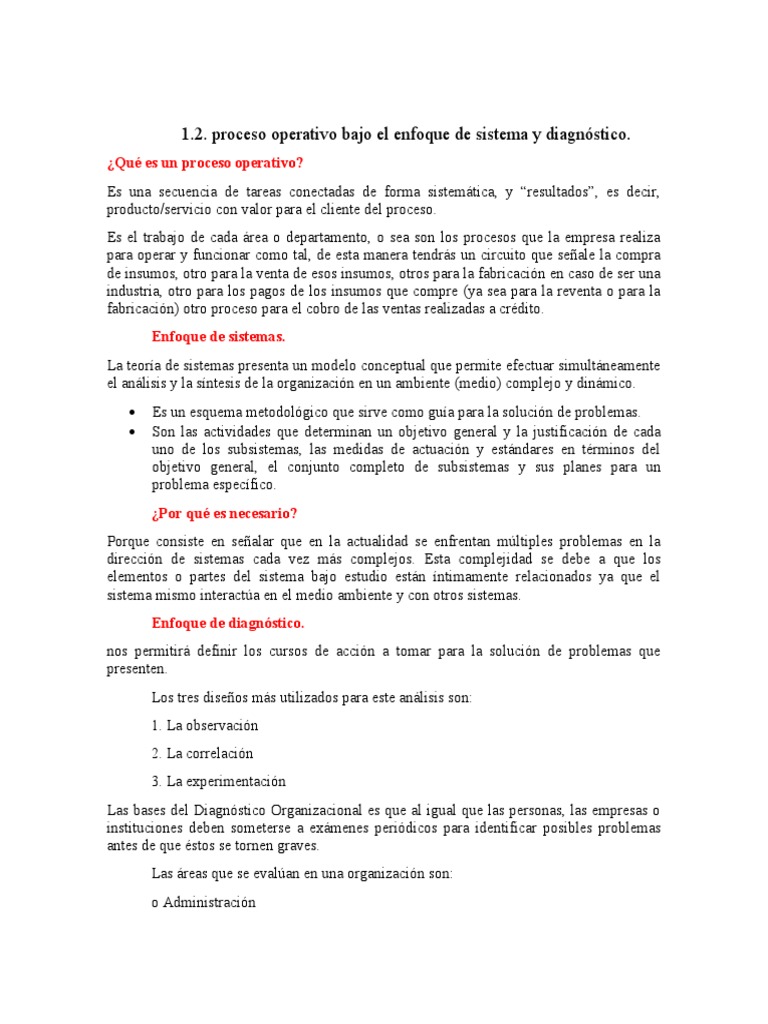 Invest. 1.2. Proceso Operativo Bajo El Enfoque de Sistema y Diagnóstico ...