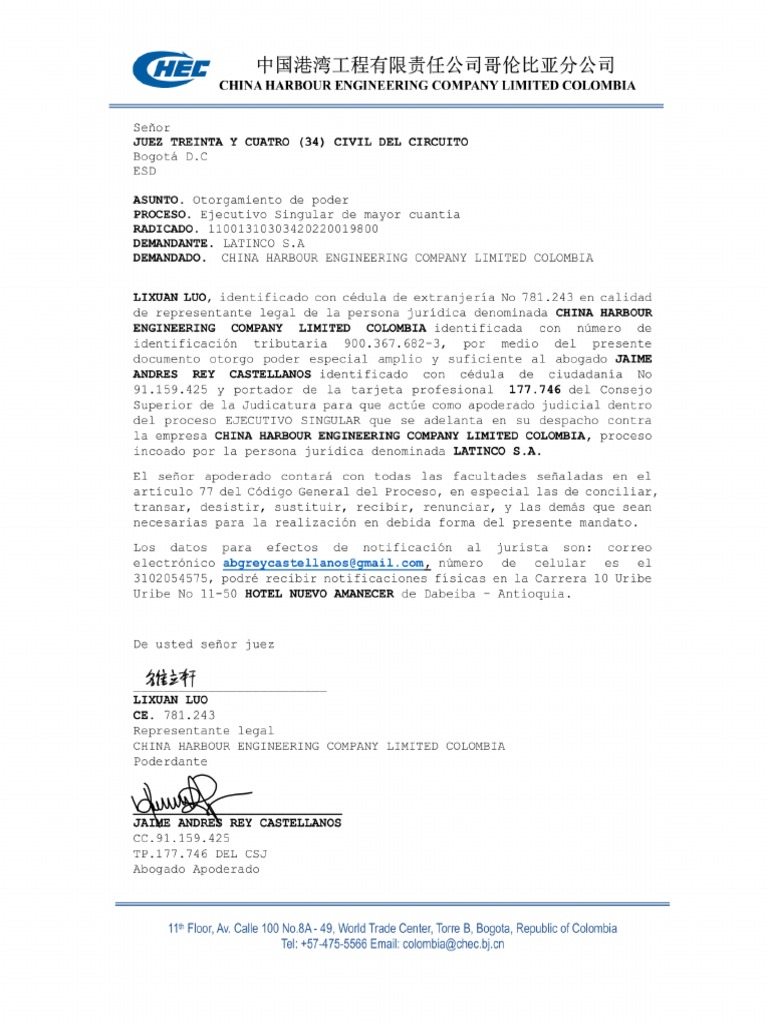 Poder para Actuar en Proceso Ejecutivo | PDF