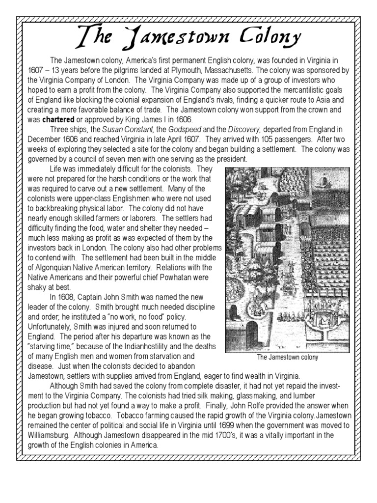 James Town Assignment | PDF | Jamestown, Virginia | Former English Colonies