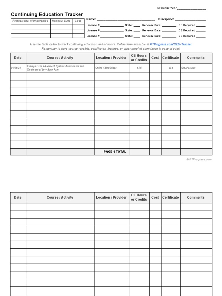 Continuing Education Tracker | PDF