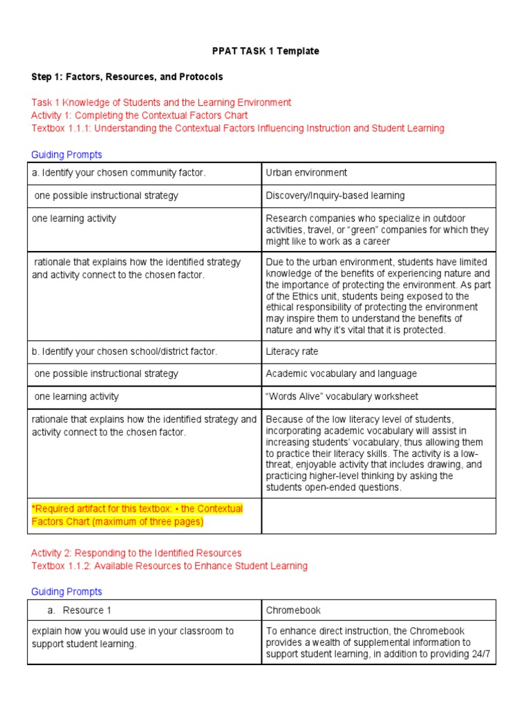 PPAT Task 1 Template | PDF | Learning | Teachers