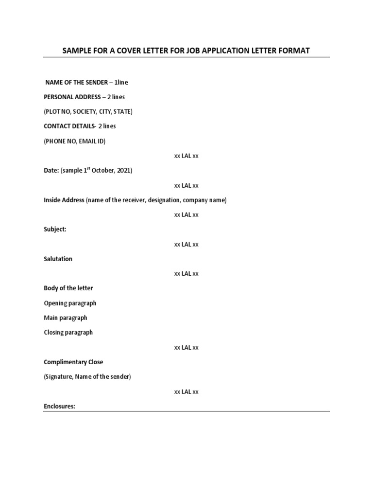 Sample For A Cover Letter For Job Application Letter Format | PDF