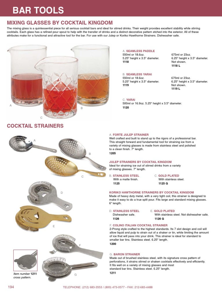 Equipment Catalog Bartools | PDF | Spoon | Cocktails