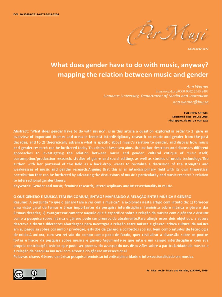 Ann Werner What Does Gender Have To Do With Music | PDF | Igualdade de gênero | Estudos de Gênero
