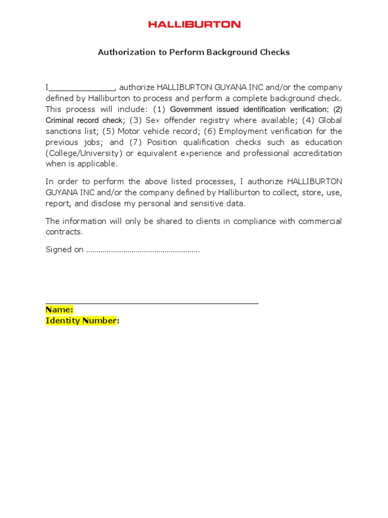 Authorization For Background Checks | PDF