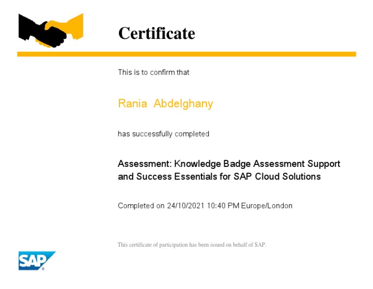 SAP Cloud Essentials Badge Certificate | PDF | Business