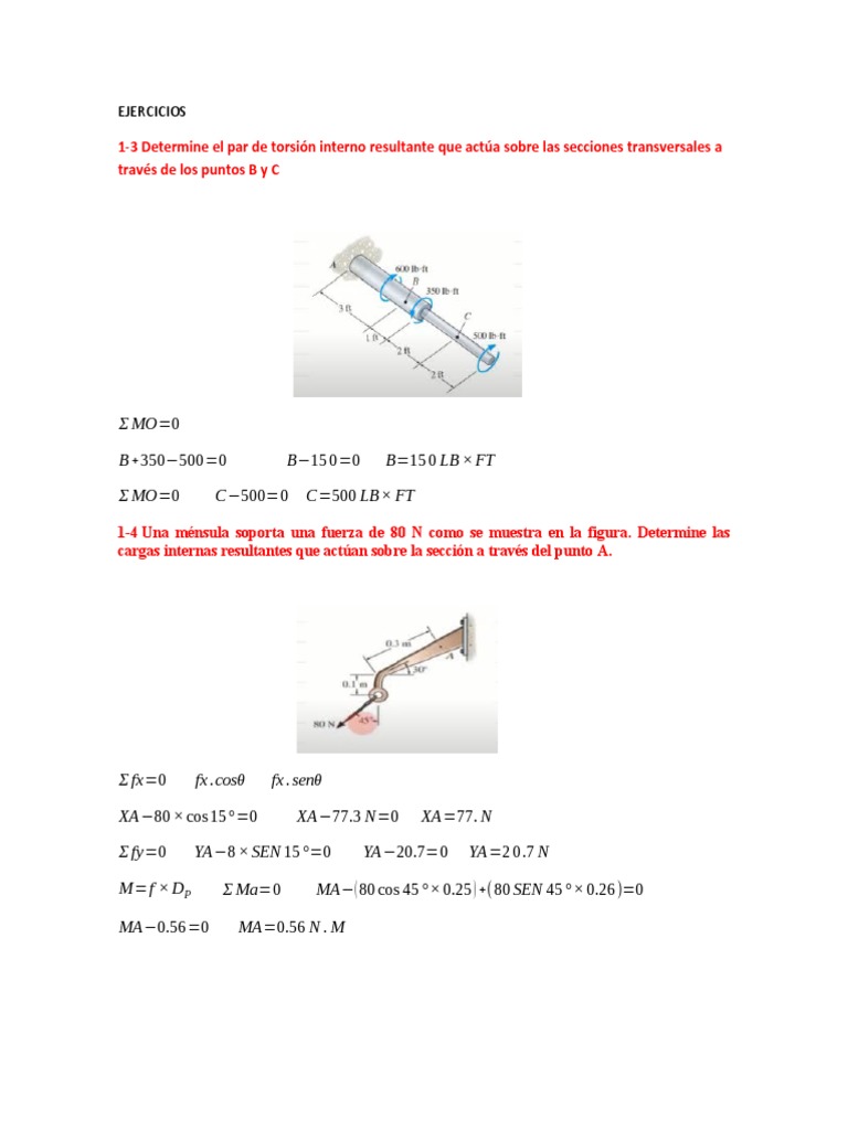 Ejercicios Resistencia de Materiales | PDF | Ingeniería mecánica | Física Aplicada e ...