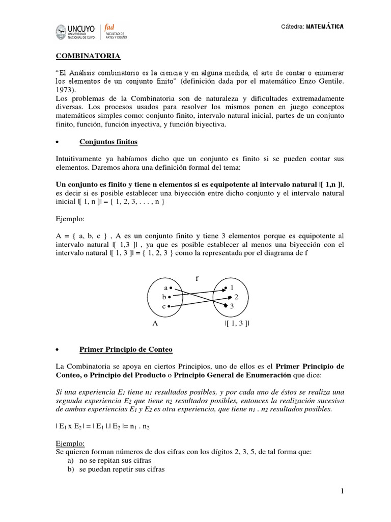 3-1 Teoria Combinatoria | PDF | Combinatoria | Conjunto (Matemáticas)