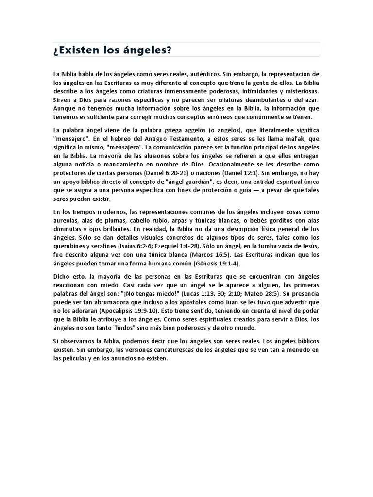 Ángeles según la Biblia: Realidad y Mitos | PDF | Biblia | Ángel