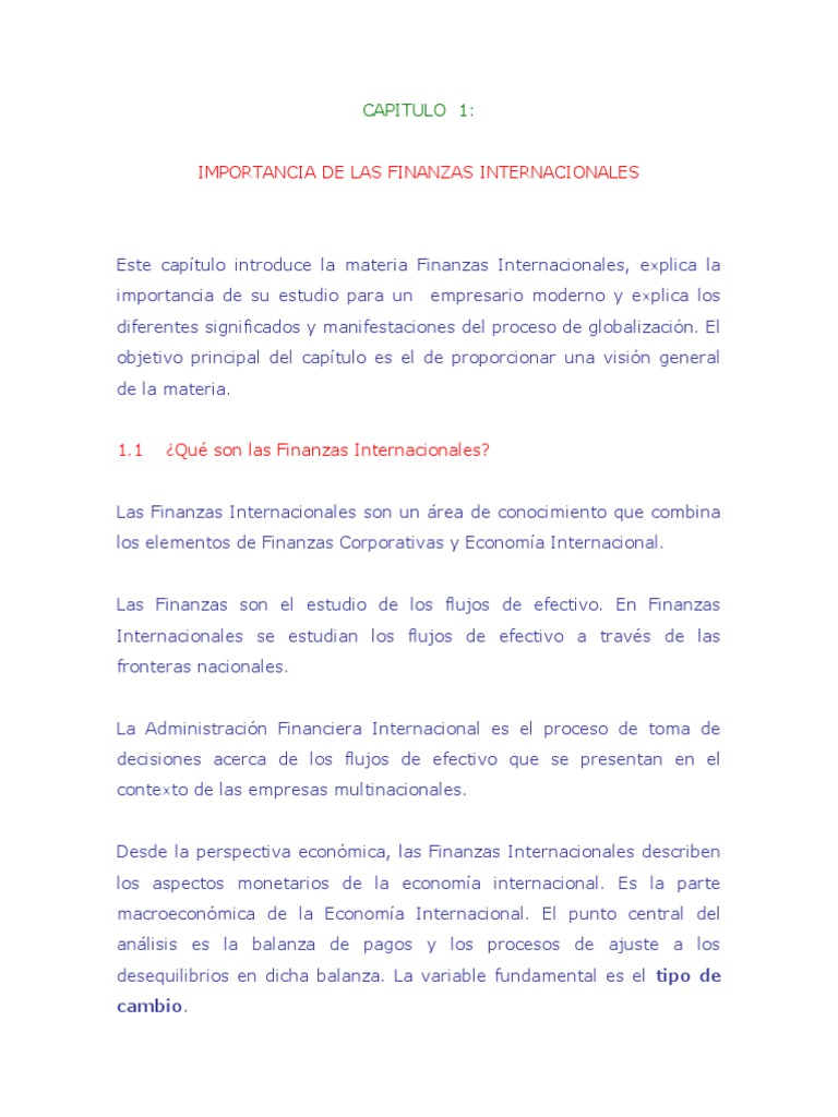 Capitulo 1. Importancia de Las Finanzas Internacionales | PDF