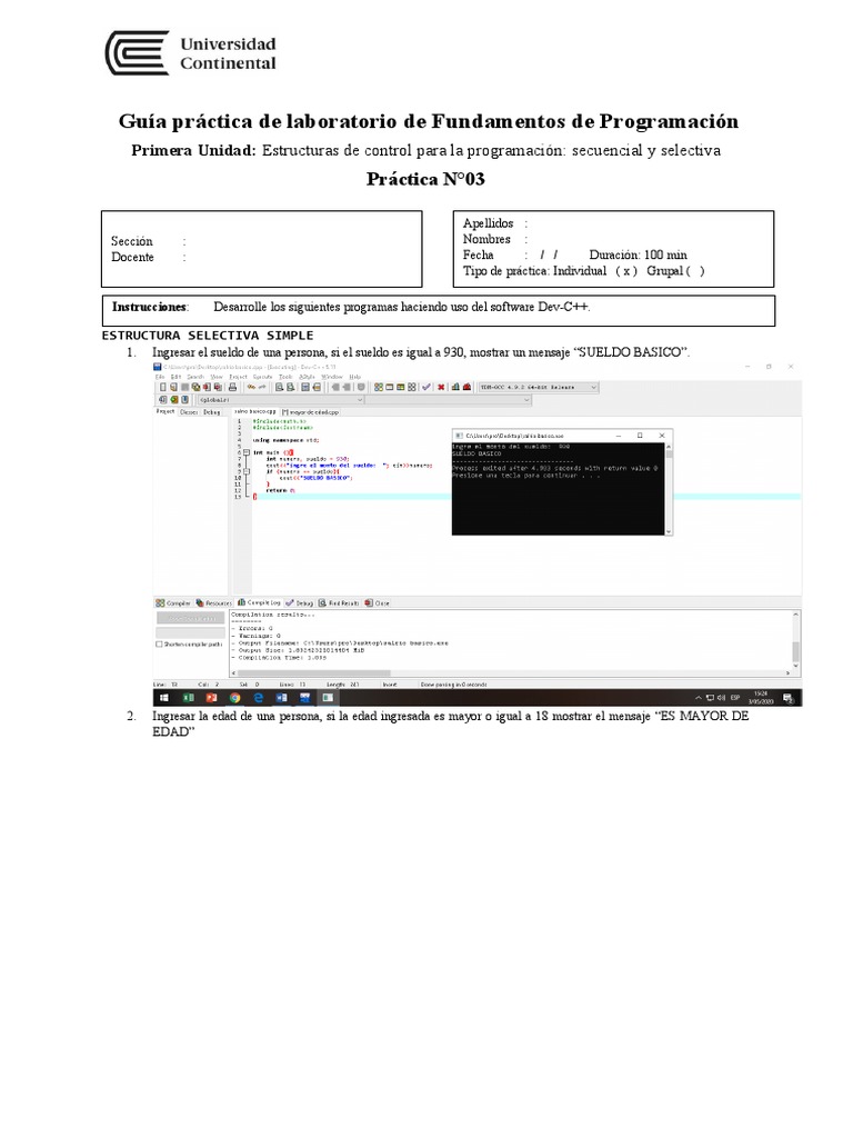 Guía de Prácticas de Programación Básica | PDF | Informática ...