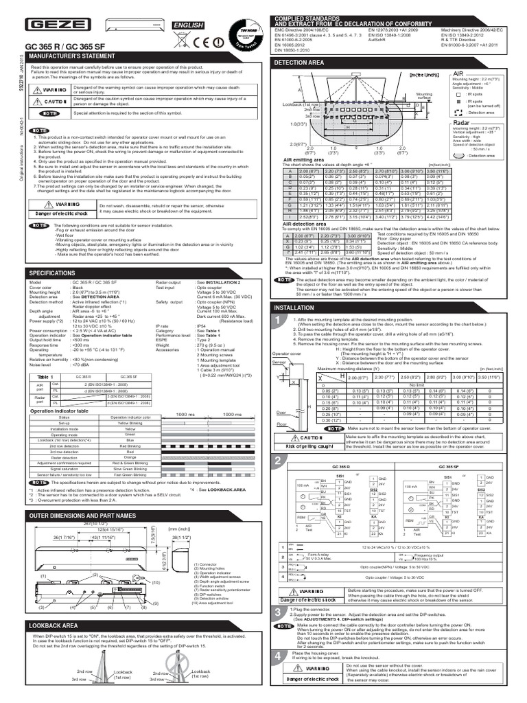 GEZE Installation Instructions en 740623 | PDF | Alternating Current | Power Supply