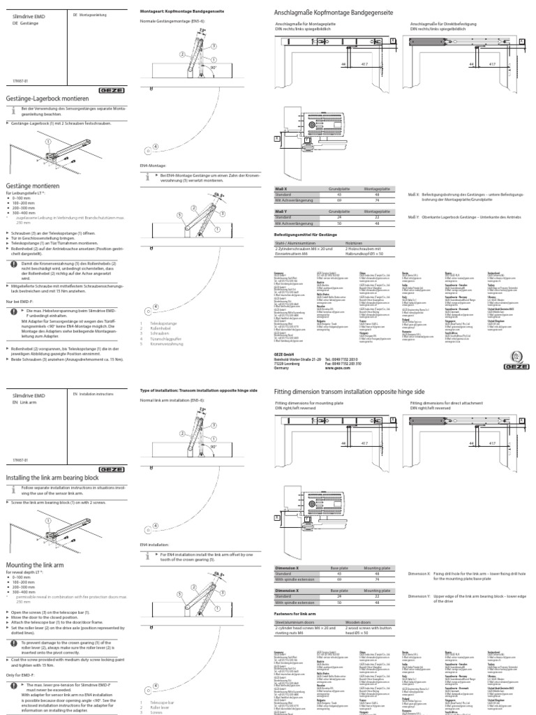 GEZE Installation Instructions en 740819 | PDF
