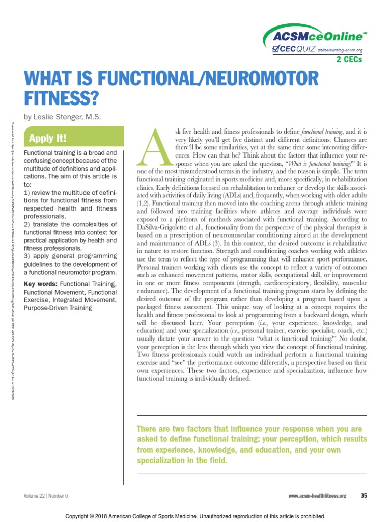 What Is Functional Neuromotor - Fitness | PDF | Physical Fitness ...