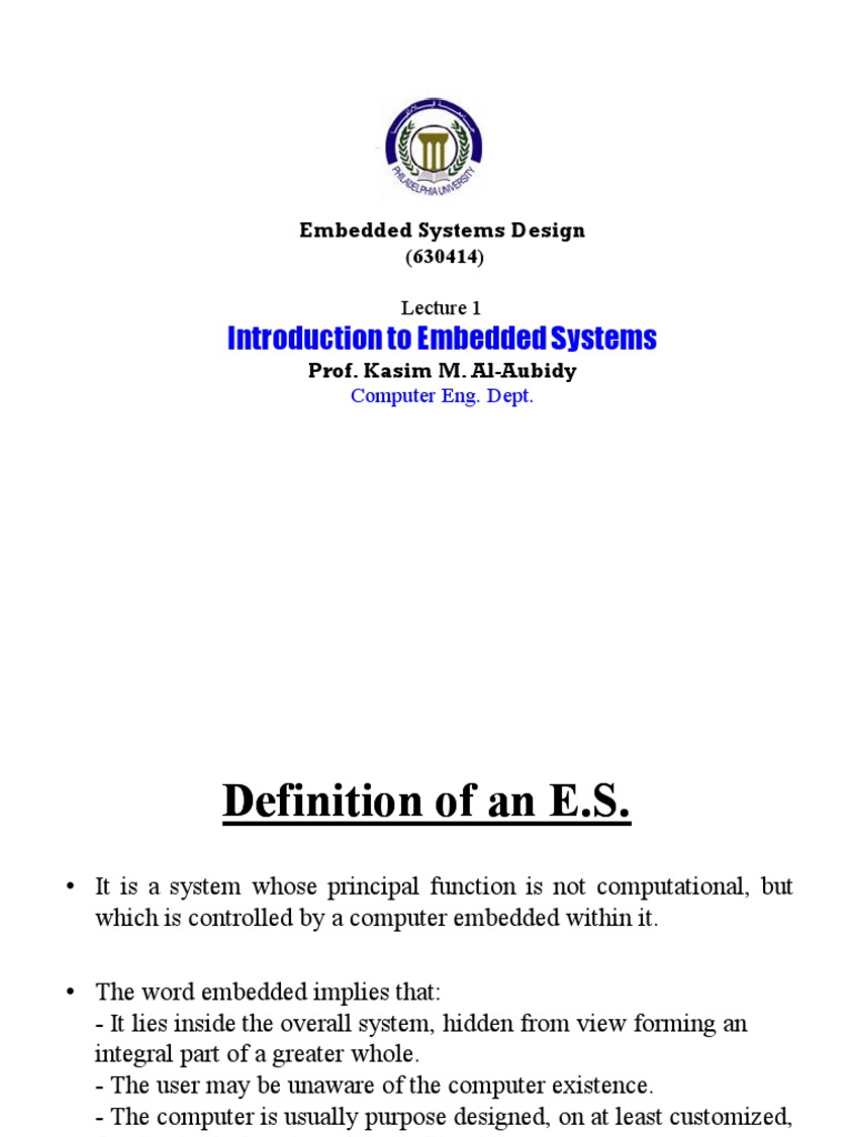 01 2ESD-lec1 | PDF | Microcontroller | Central Processing Unit