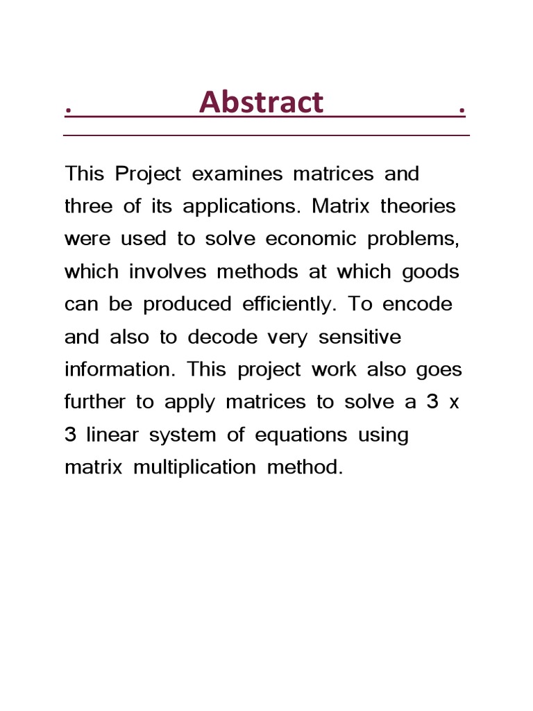 Maths Project Matrix | PDF