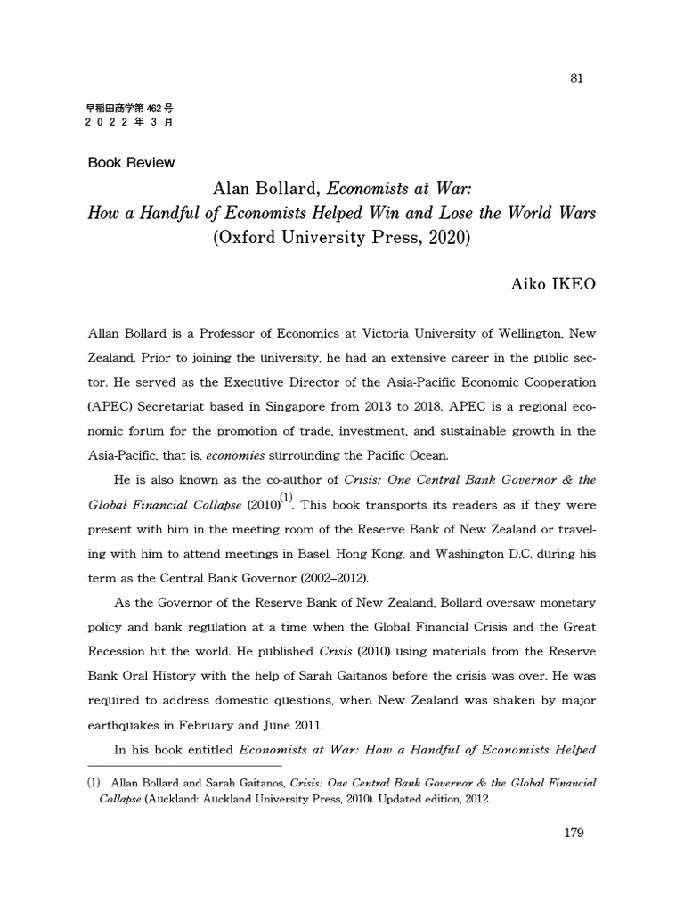 Alan Bollard, (Oxford University Press, 2020) : Book Review | PDF | Asia Pacific Economic ...
