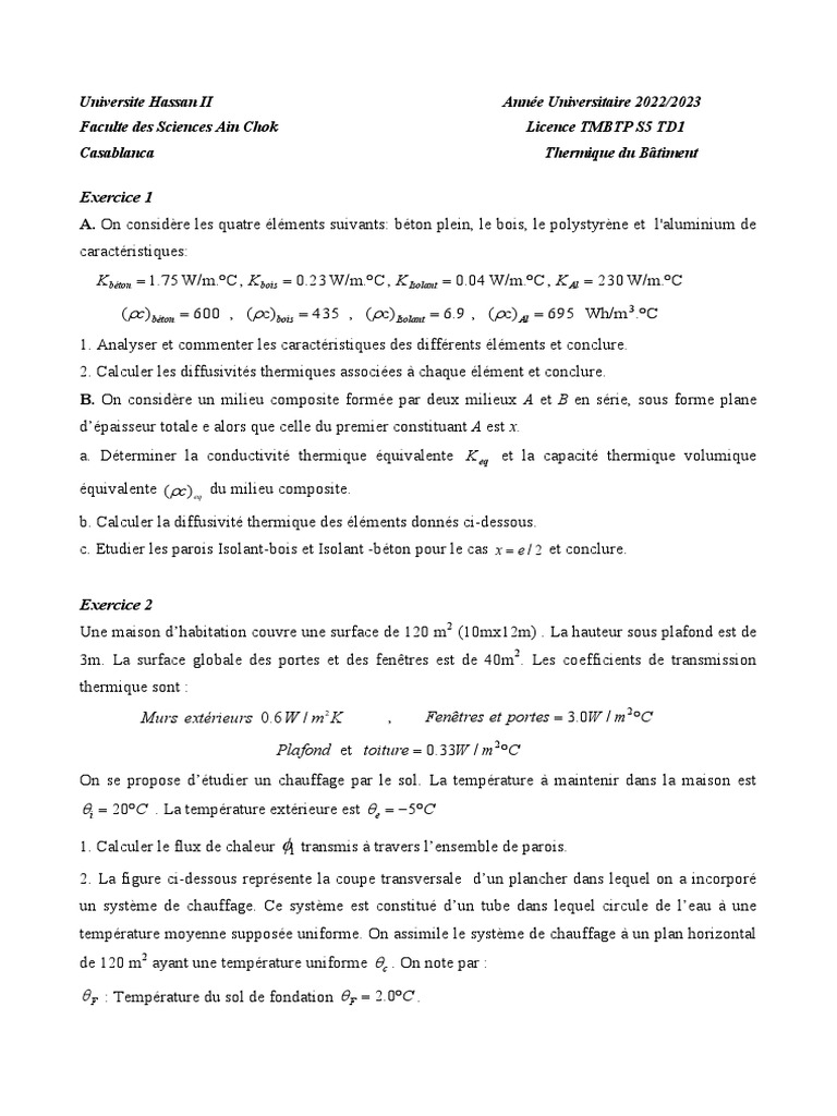 Analyse thermique des matériaux de construction | PDF | Transfert thermique | Phénomène de transfert
