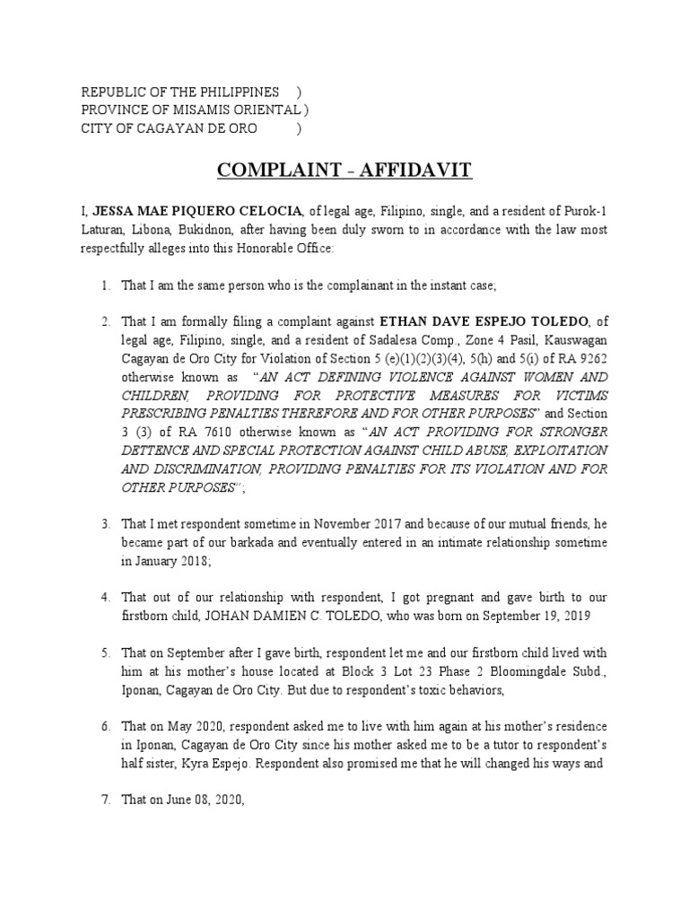 Complaint Affidavit Simple | PDF | Crime & Violence | Crimes
