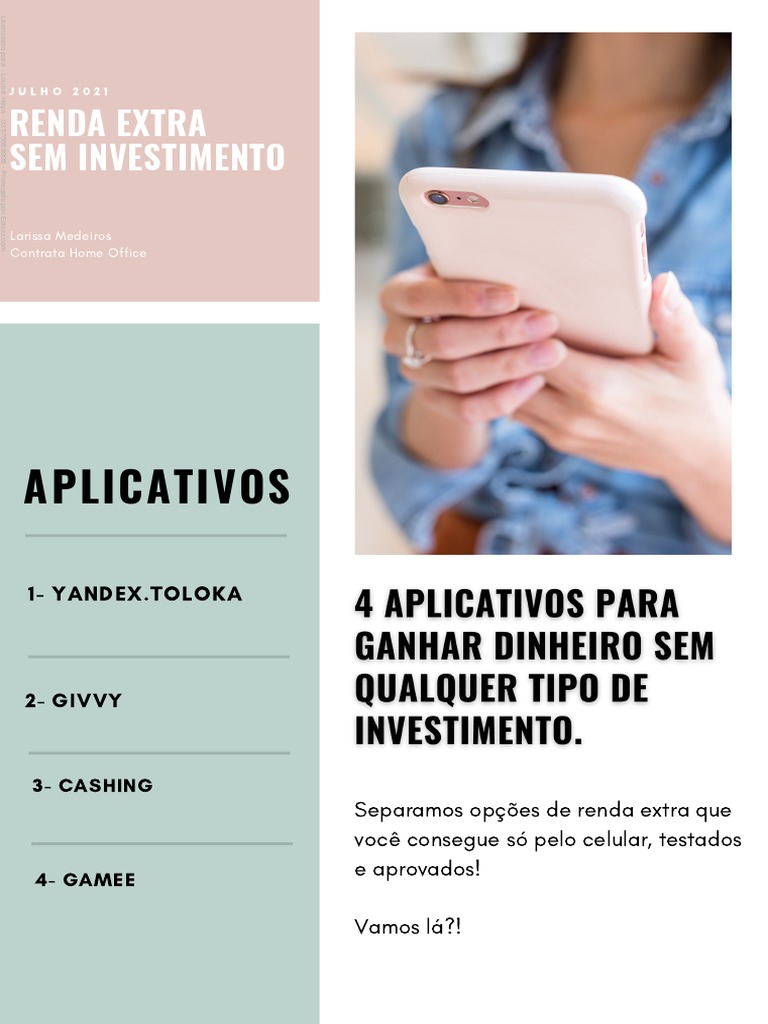 Aplicativos para Fazer Renda Extra Sem Investimento | PDF | Aplicativo para celular | Software ...