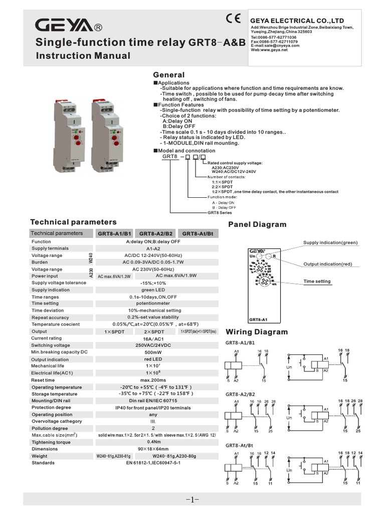 GRT8 AB Manual | PDF | Relay | Electrical Components