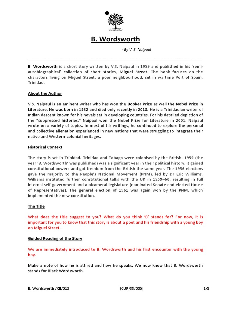 Eng XII Lit-Handout 12 - B.wordsworth | PDF | Trinidad And Tobago | William Wordsworth