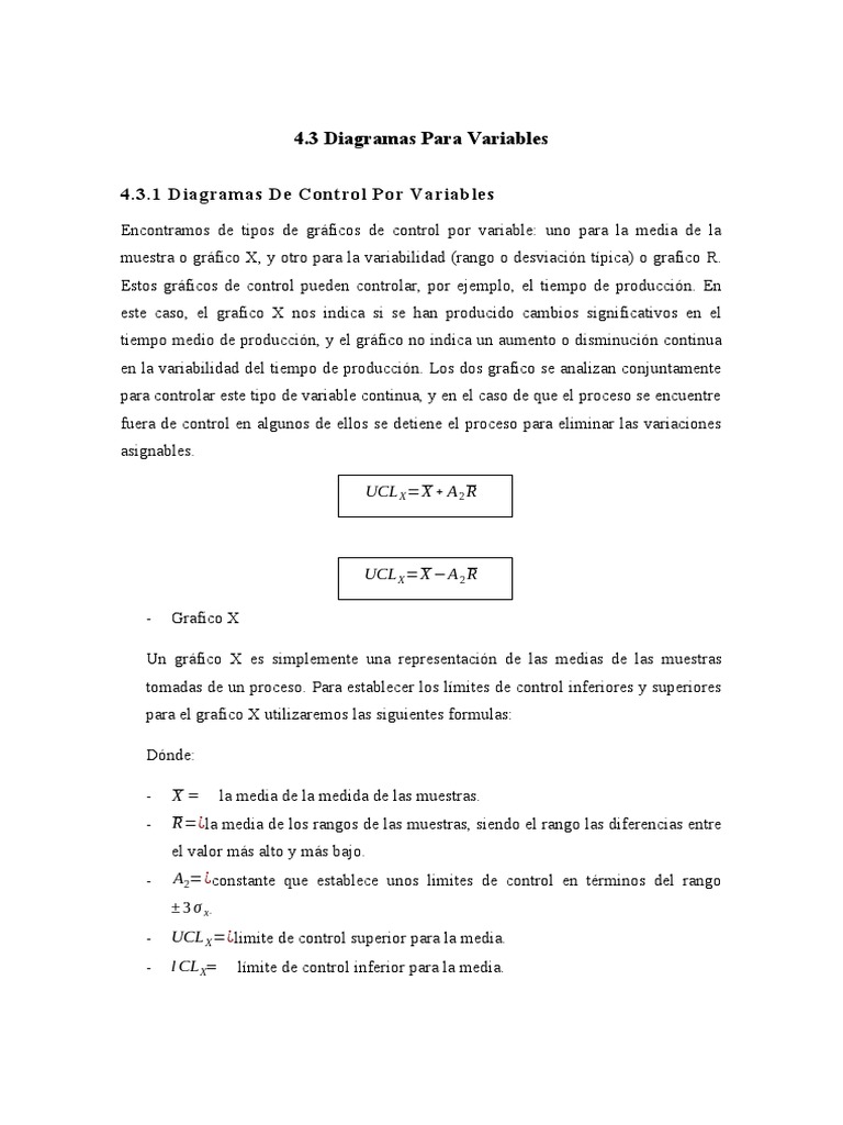 Diagrama de Control para Variables | PDF | Desviación Estándar