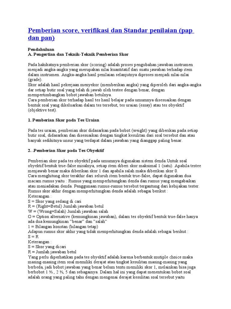 Pengolahan Skor dan Penilaian Siswa | PDF