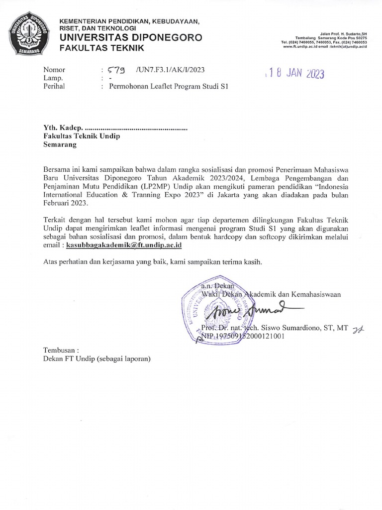 Permohonan Leaflet Program Studi S1 | PDF