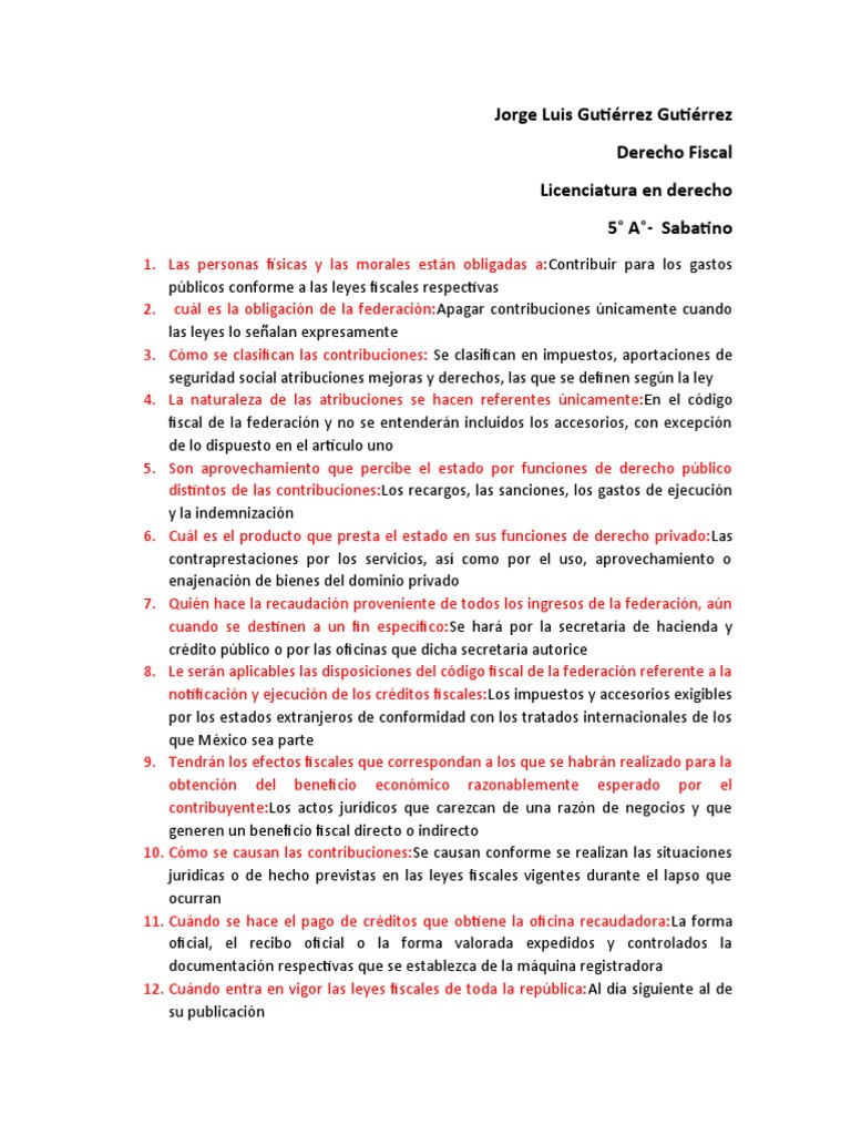 Cuestionario 100 P. Código Fiscal de La Federación | PDF | Impuestos ... Cuestionario 100 P. Código Fiscal de La Federación | PDF | Impuestos ...