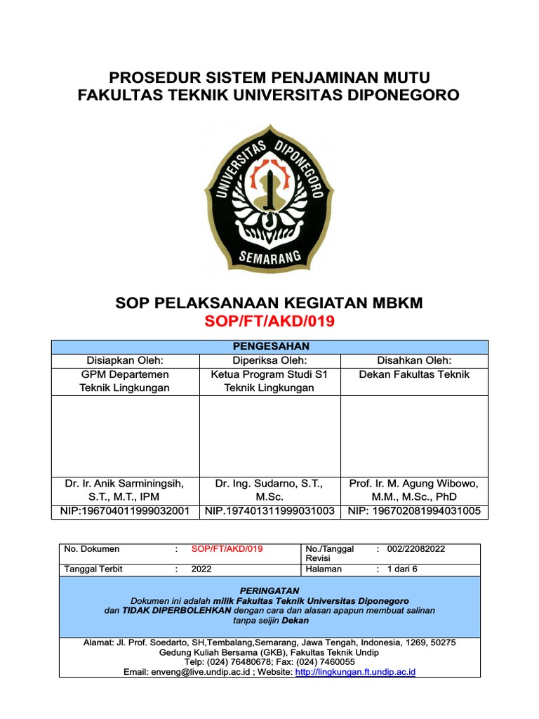 SOP MBKM Teknik Lingkungan | PDF