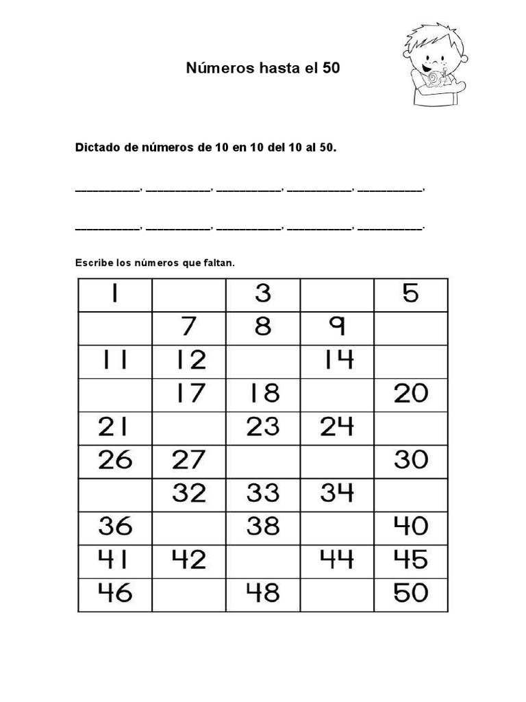 Números del 10 al 50 | PDF