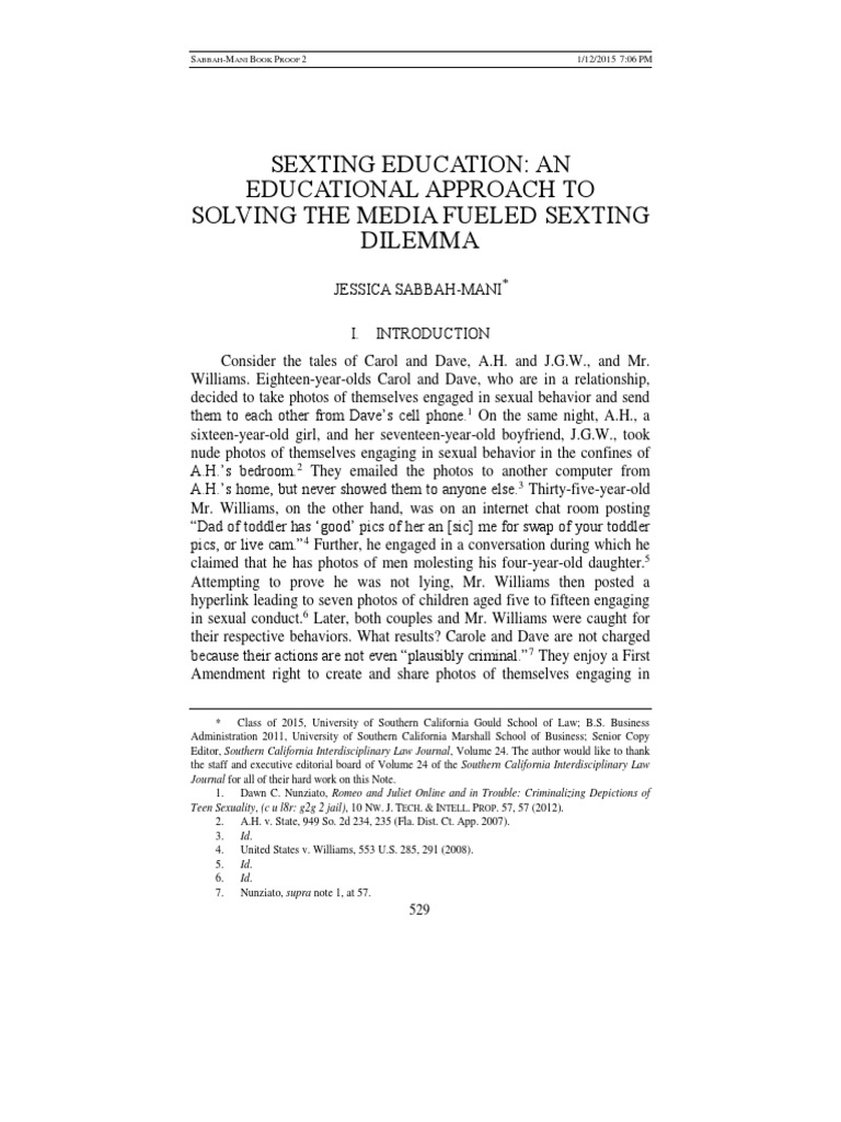 Sexting Education An Educational Approach To Solving The Media Fueled Sexting Dilemma Pdf