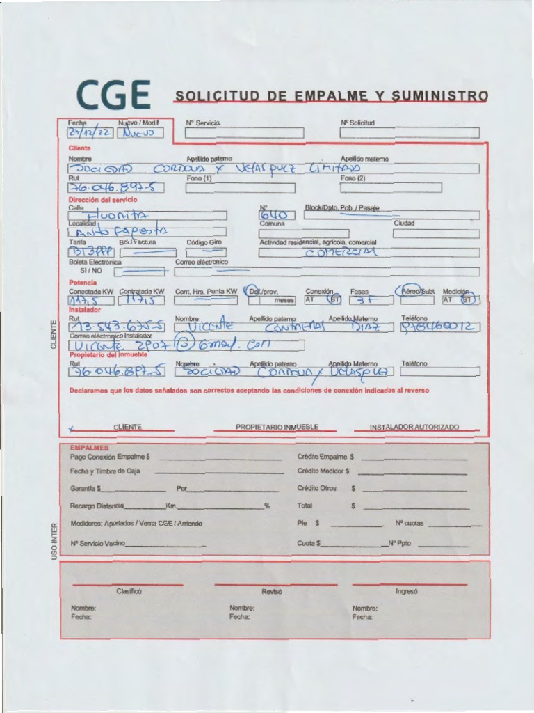 Solicitud Empalme | PDF | Industrias de servicio | Telecomunicaciones