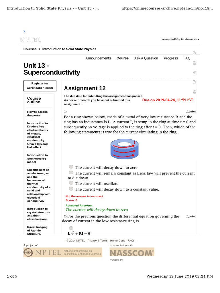 Noc19 ph02 Assignment13 | PDF | Superconductivity | Physical Sciences