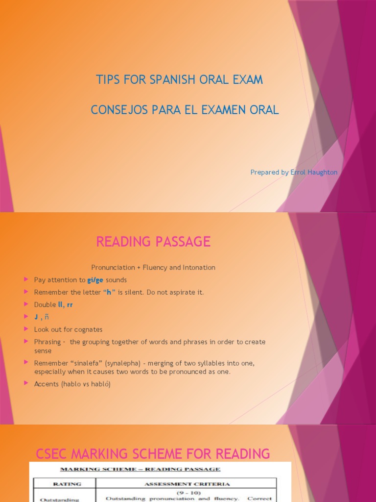 Spanish Oral Exam Tips | PDF | Spanish Language | Verb