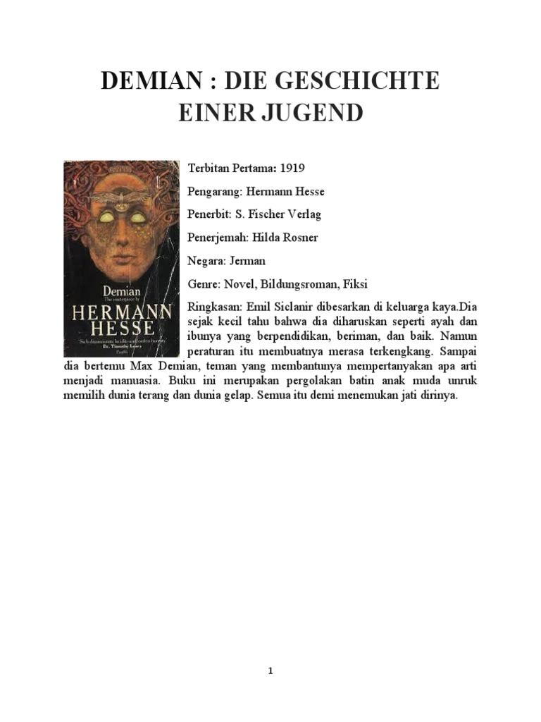 DEMIAN Bab 1 | PDF