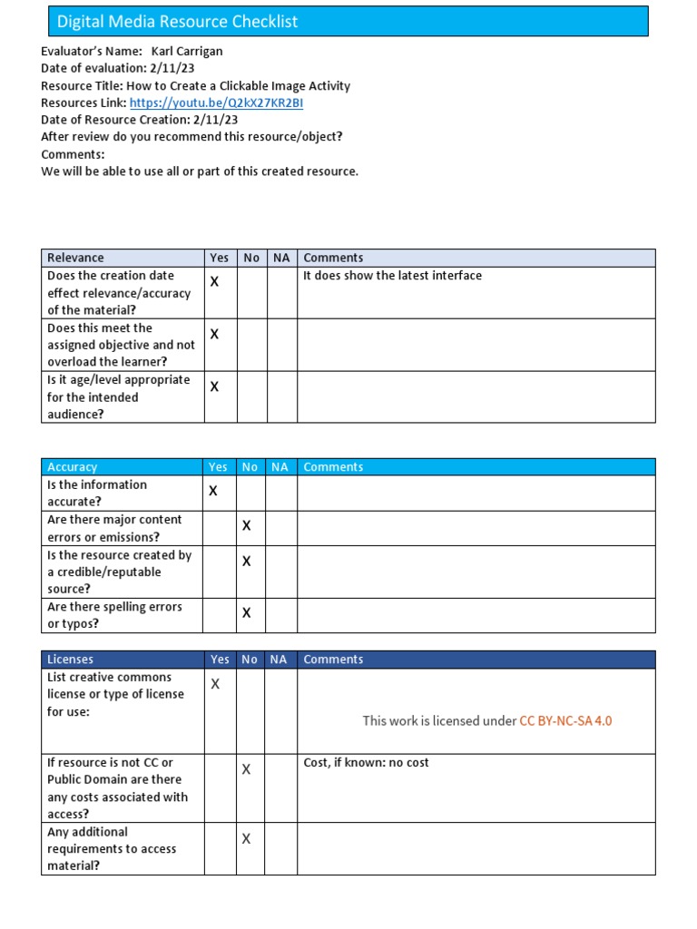 Week 5 Digital Media Resource Check List Table | PDF | Communication ...