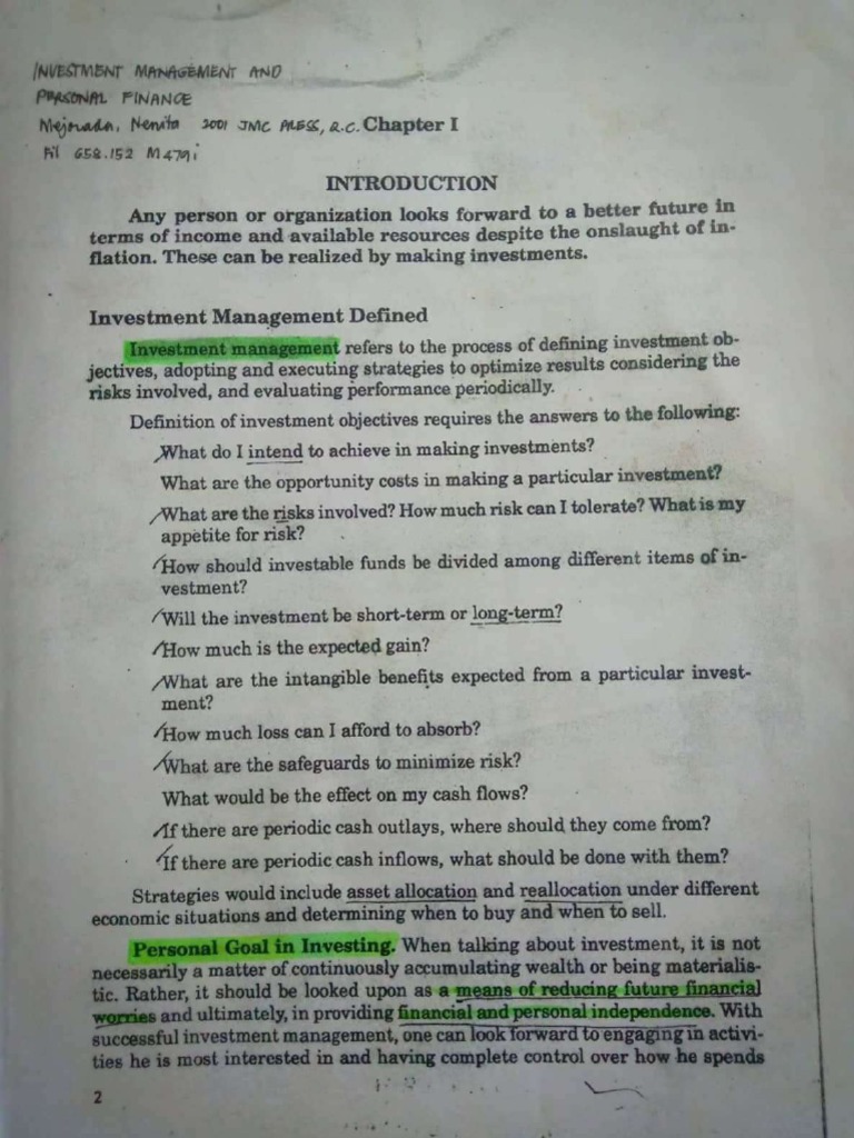 Introduction To Investment Management | PDF