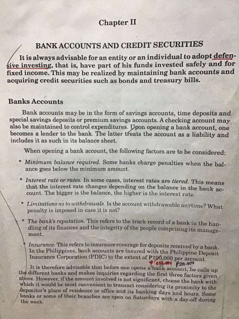 Bank Accounts and Credit Securities | PDF