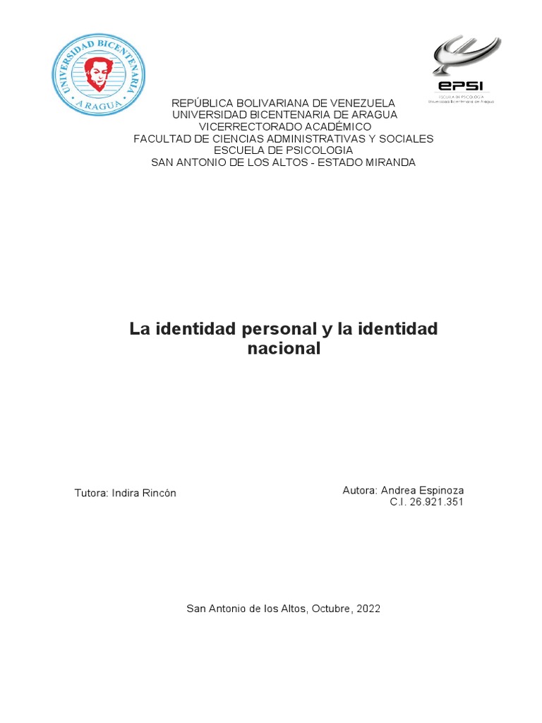 Ensayo - La Identidad Personal y La Identidad Nacional | PDF ...