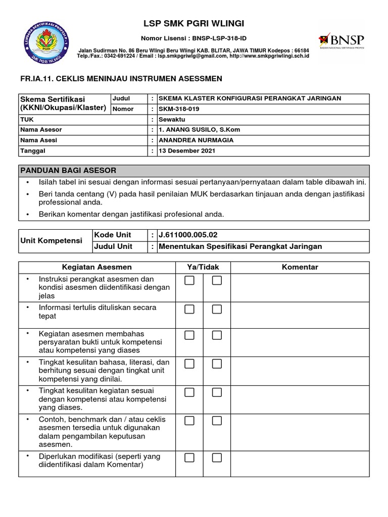 Ceklis Asesmen Konfigurasi Jaringan | PDF