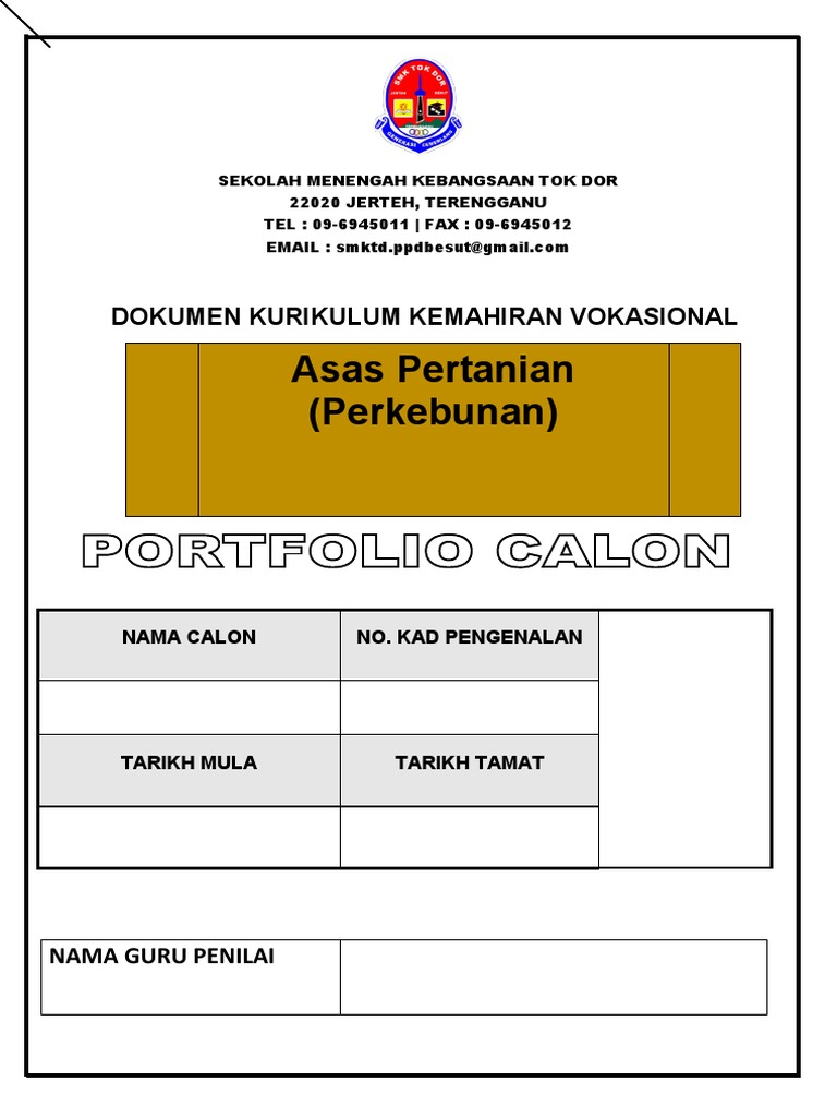 CONTOH PORT FOLIO CALON KR (Asas Pertanian Perkebunan) | PDF