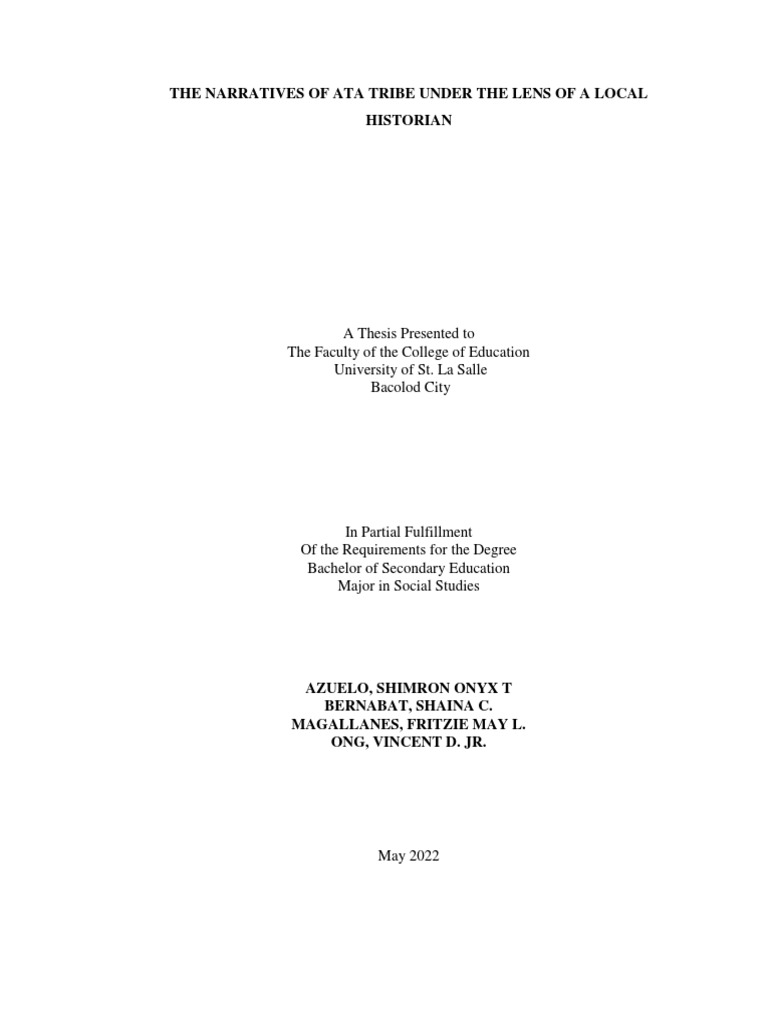 FINAL The Narratives of ATA Tribe Under The Lens of A Local Historian ...