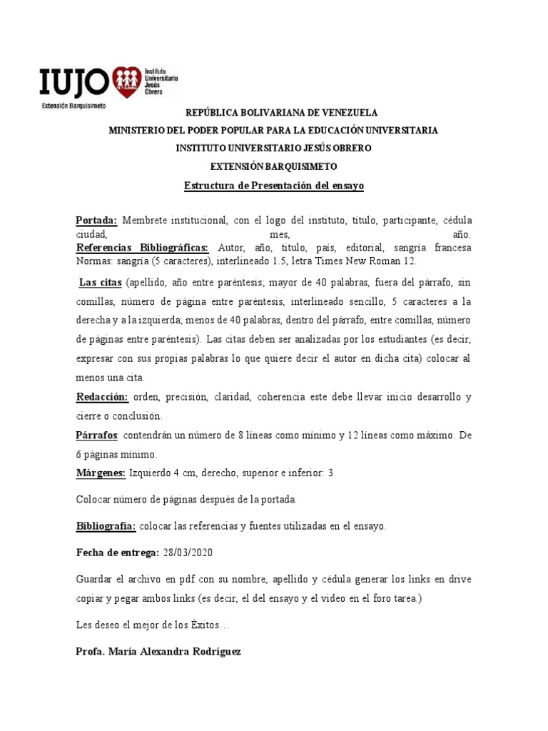 Pautas para El Ensayo | PDF