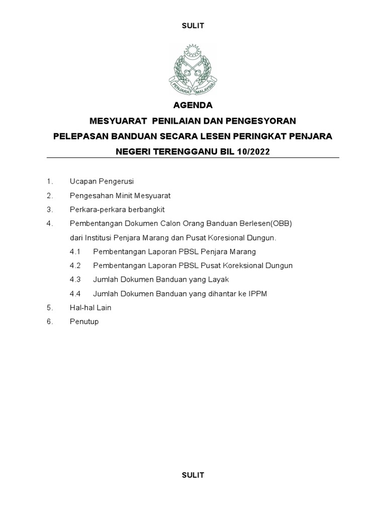 Minit Mesy PBSL Bil 10 2022 | PDF