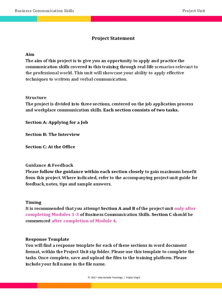 BCS - Project Statement - Instructions - Final | PDF