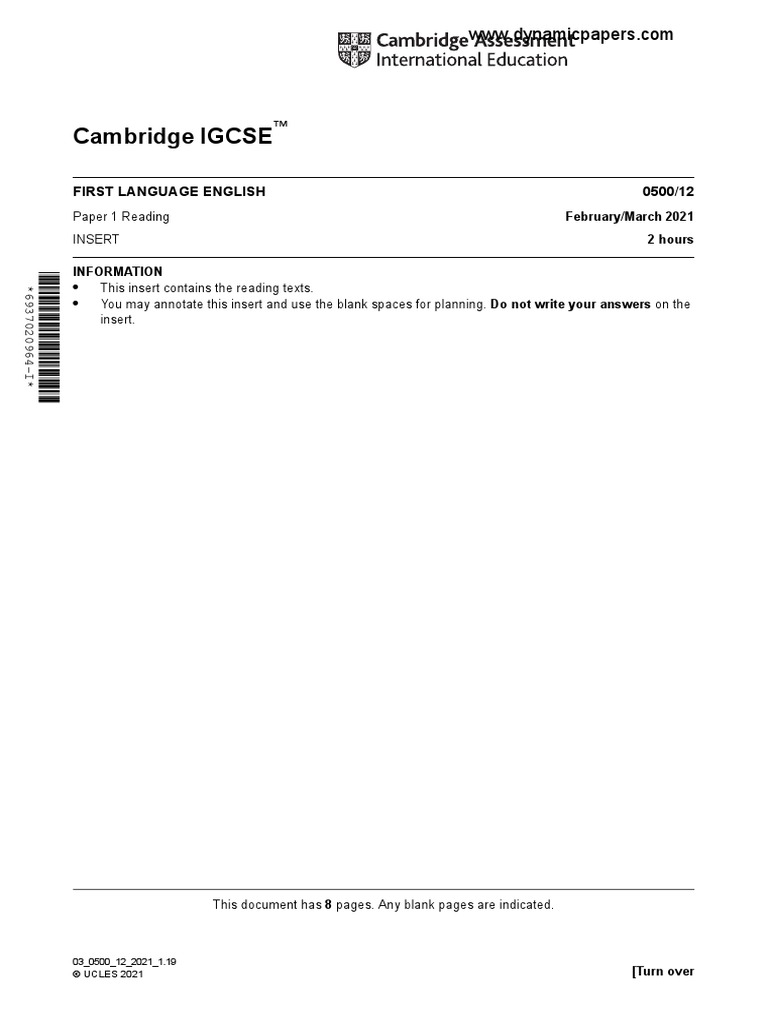 Cambridge Igcse English 0500