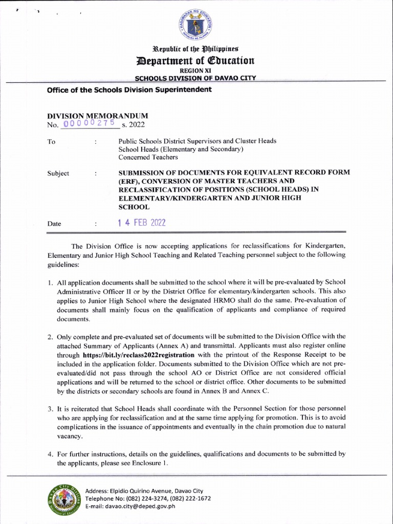 2022-DM No. 275- SUBMISSION OD DOCUMENTS FOR EQUIVALENT RECORD FORM ...